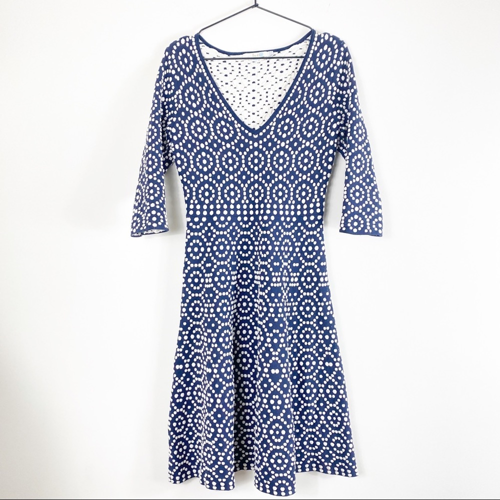 Boden Annabel Fit And Flare Navy & Ivory Dress - Gem